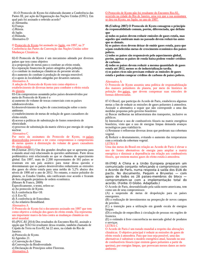 Questões de Prova Do Meio Ambiente Respondida para A Prova de Setembro 2024 3 Série | PDF