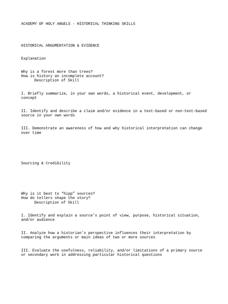 Historical Thinking Skills DeCrans | PDF