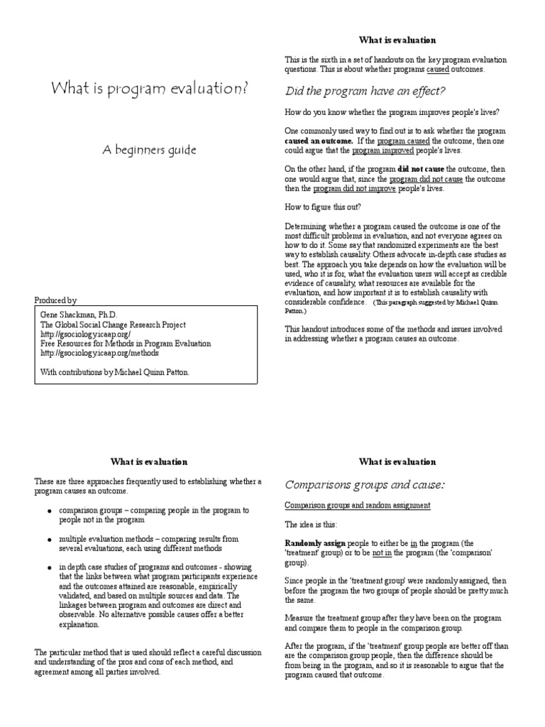 Evaluation Beginners Guide Cause | PDF | Program Evaluation | Causality