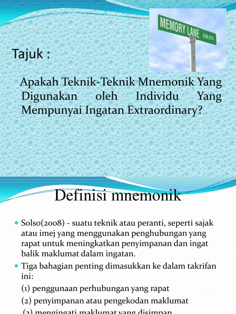 Apakah Teknik-Teknik Mnemonik Yang Digunakan Oleh Individu Yang ...