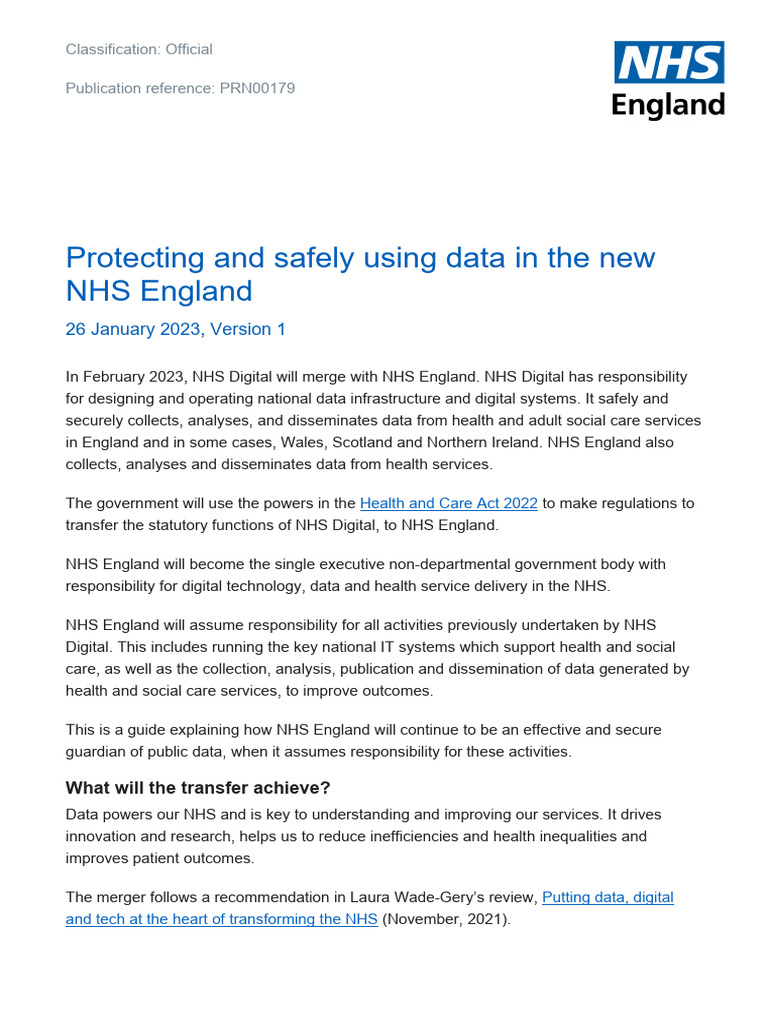 PRN00179 Protecting and Safely Using Data in The New Nhse England v2 ...