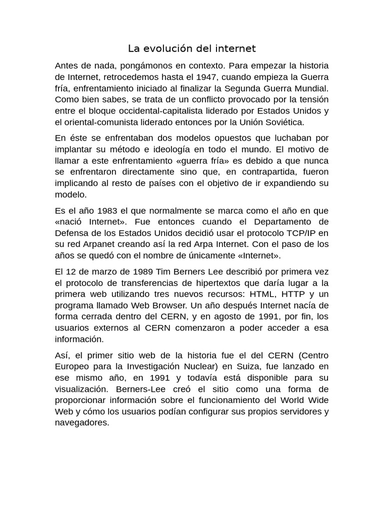 Historia y evolución de Internet | PDF | Red mundial | Tecnología