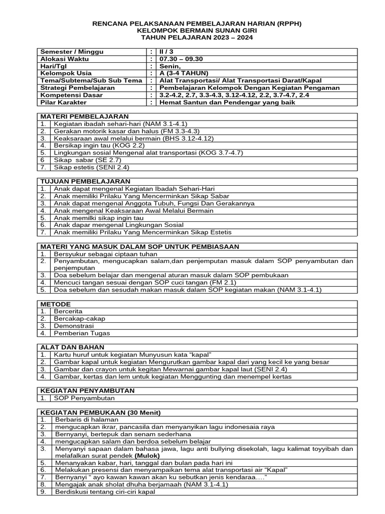 RPPH Kapal H 1 | PDF