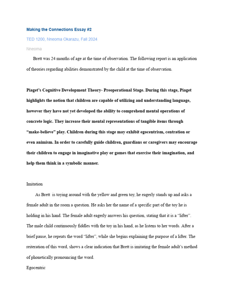 Making The Connections Essay #2 | PDF | Human Development | Wellness