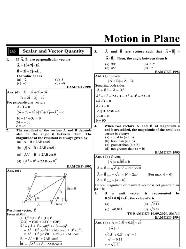 Extracted Pages From PYQS Vectors (Motion in A Plane) | PDF