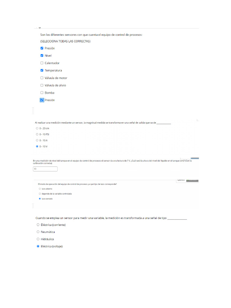 PRACTICA DE CONTROL RESPUESTAS | PDF