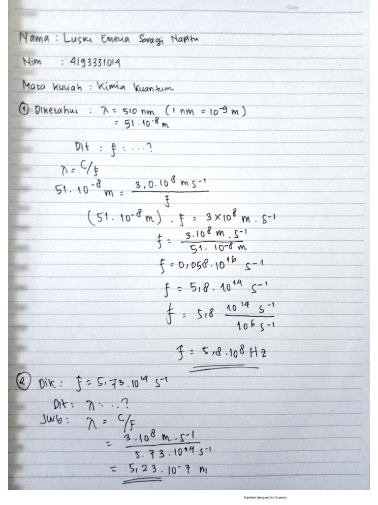 TR 1 - Kimia Kuantum - Luski Emelia Saragi | PDF