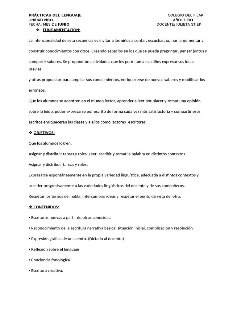 Secuencia Caperucita Roja 1ro PDL | PDF