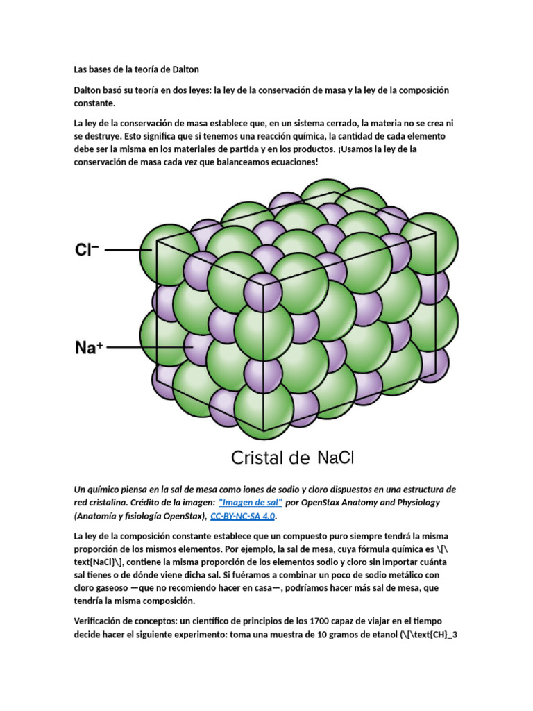 Las Bases De La Teoría De Dalton Quimica Pdf