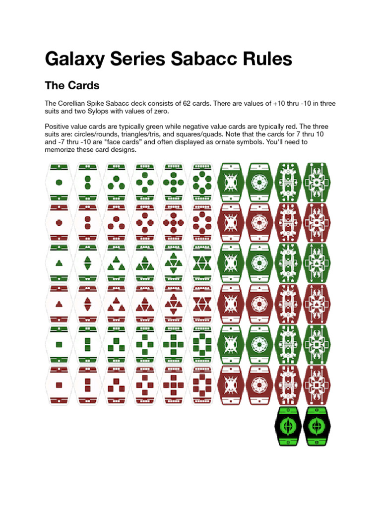 Galaxy Series Sabacc Rules | PDF