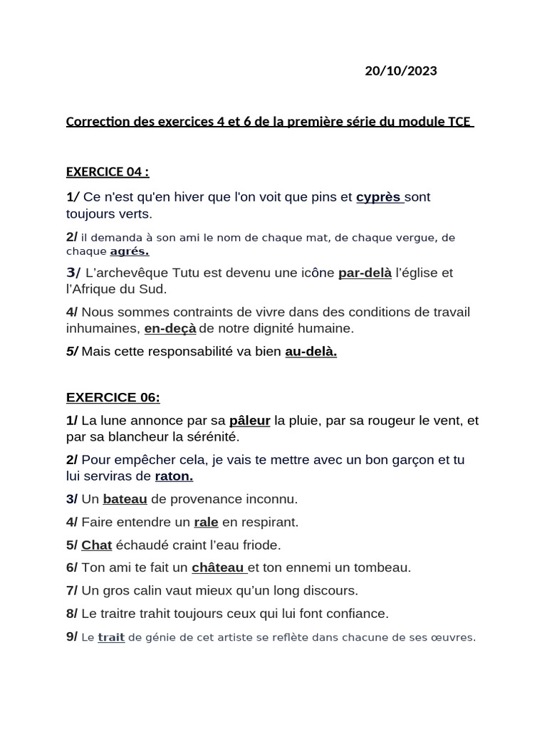 Correction Des Exercices Du Module Tce | PDF