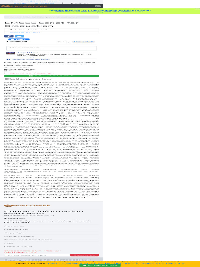 Emcee Script For Graduation Pdf