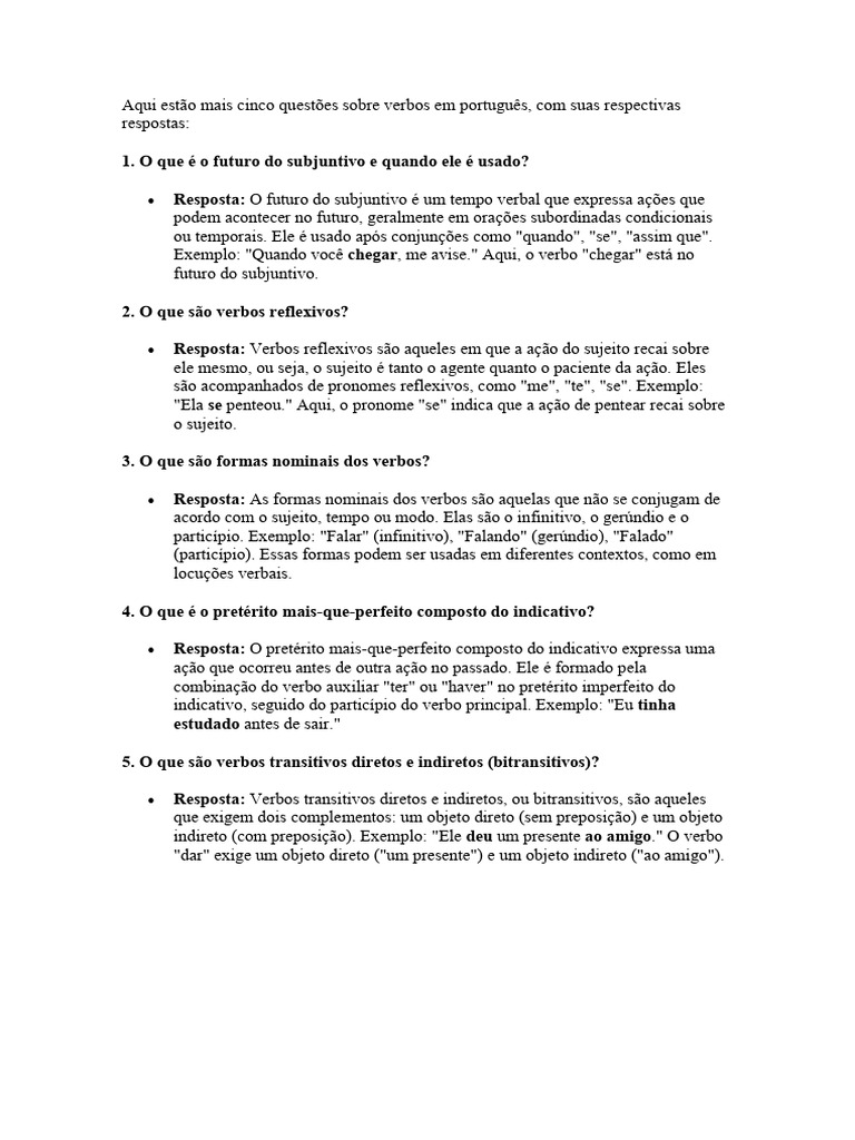 Questoes De Portugues Verbo Para Concurso Parte 010 Pdf