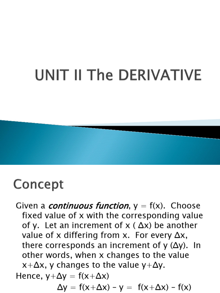 Unit II The Derivative | PDF