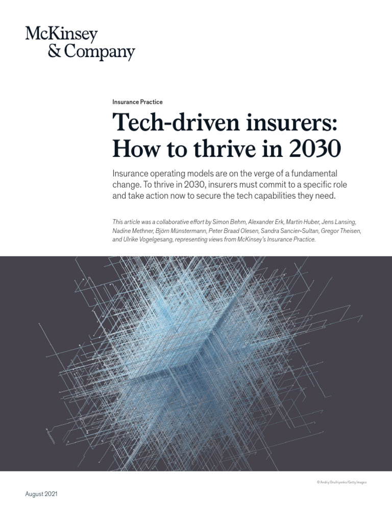 Tech Driven Insurance How To Thrive in 2030 F | PDF