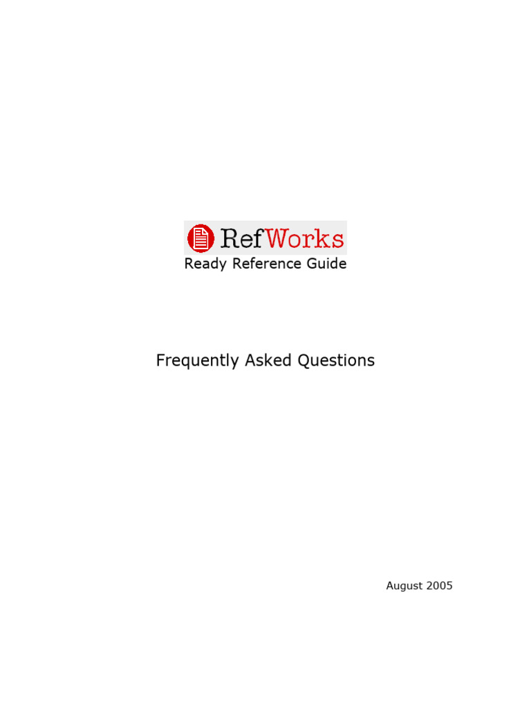 RefWorks FAQ Guide for Users | PDF | Microsoft Word | Computers