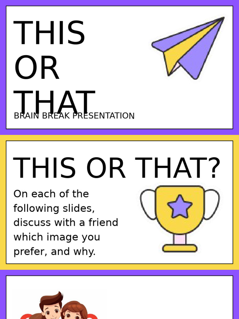 This or That Would You Rather Brain Break Presentation | PDF | Games ...