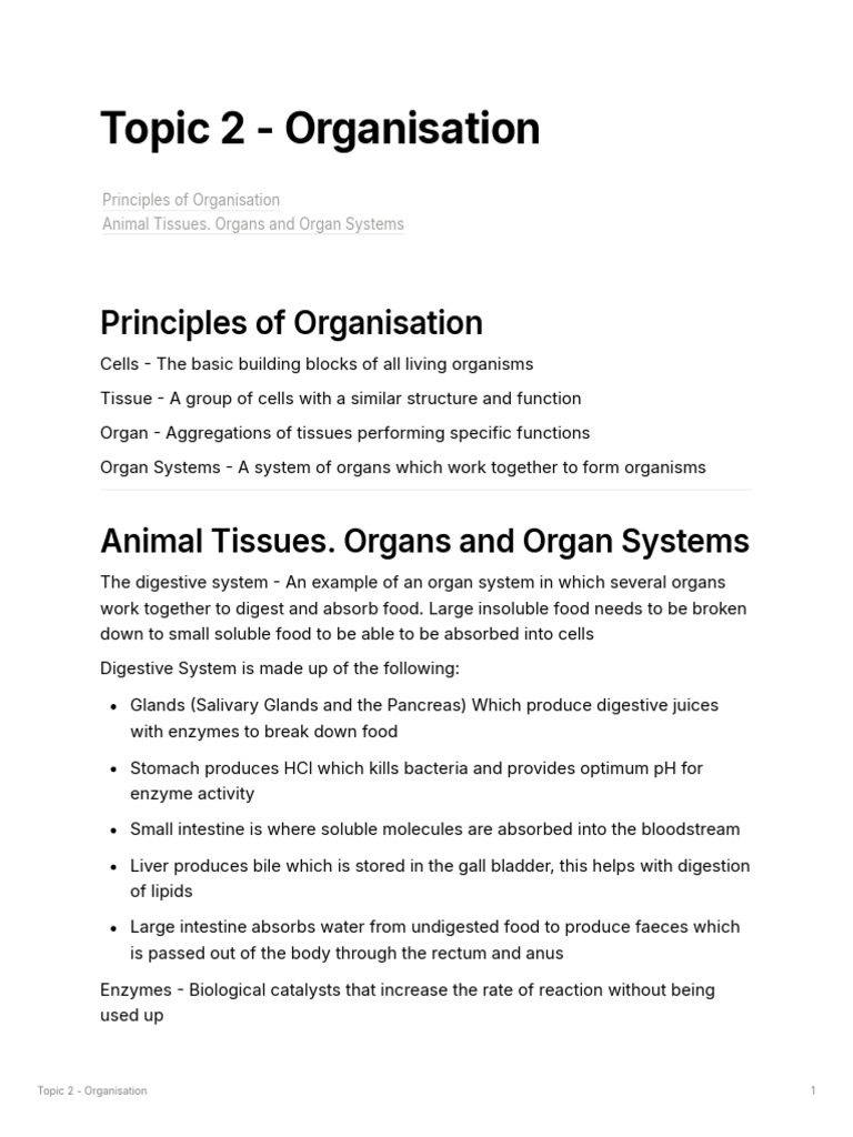 GCSE Biology AQA Organisation Notes | PDF