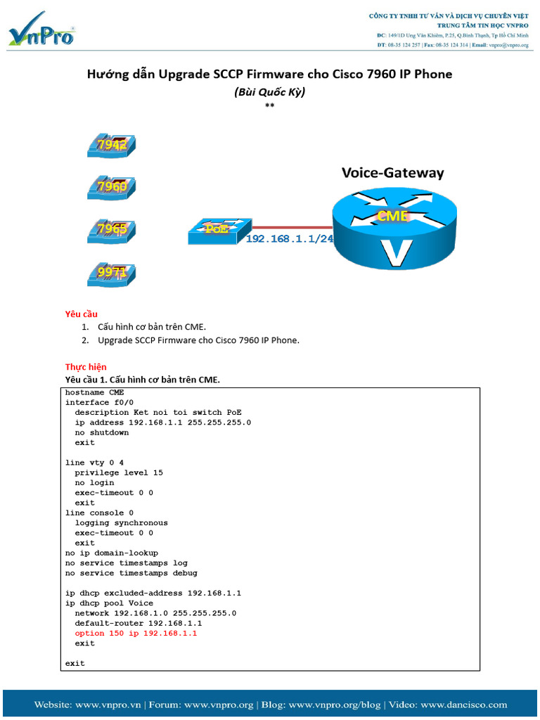 Hướng dẫn Upgrade SCCP Firmware cho Cisco 7960 IP Phone VnPro | PDF
