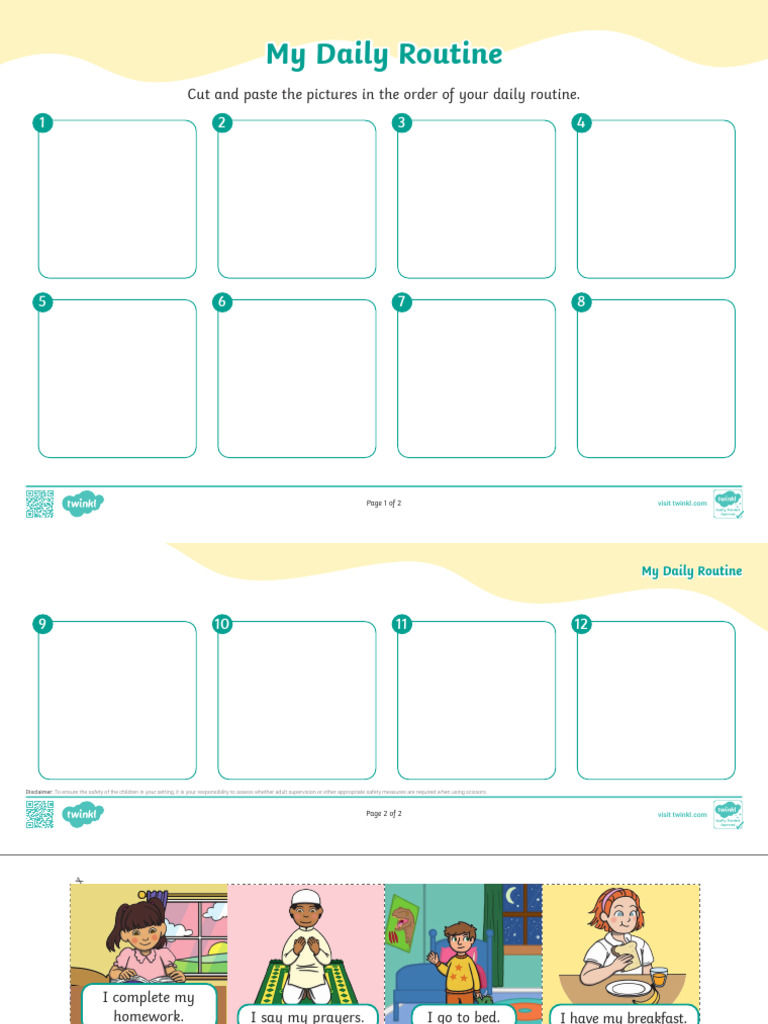 Ar QH 1689540096 My Daily Routine Cut and Paste Sequence Activity - Ver ...