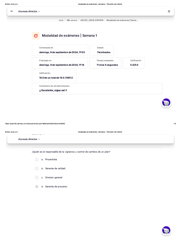 Administración de Controles de Cambio - Modalidad de Exámenes - Semana 1 | PDF | Business