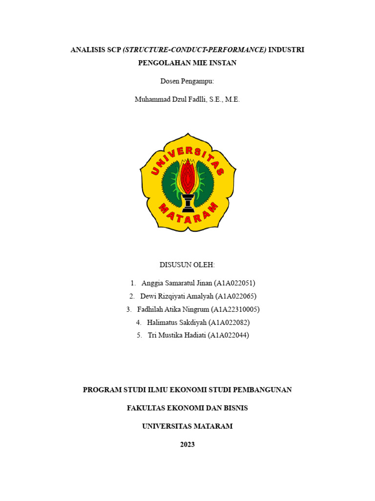 Analisis Scp Structure Conduct Performance Industri Pengolahan Mie Instan Pdf