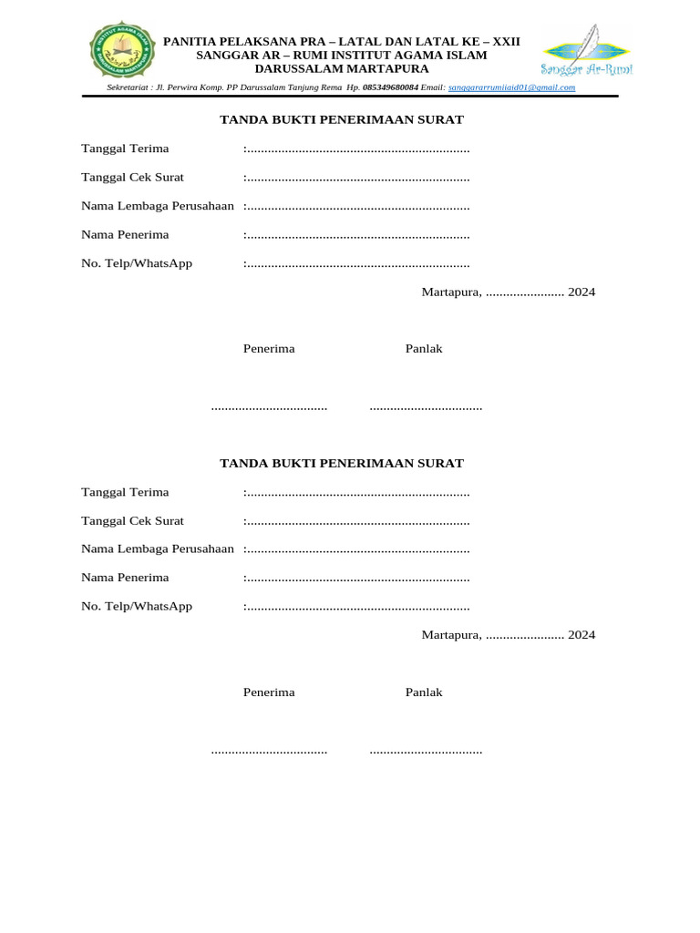 Surat Tanda Terima Proposal | PDF