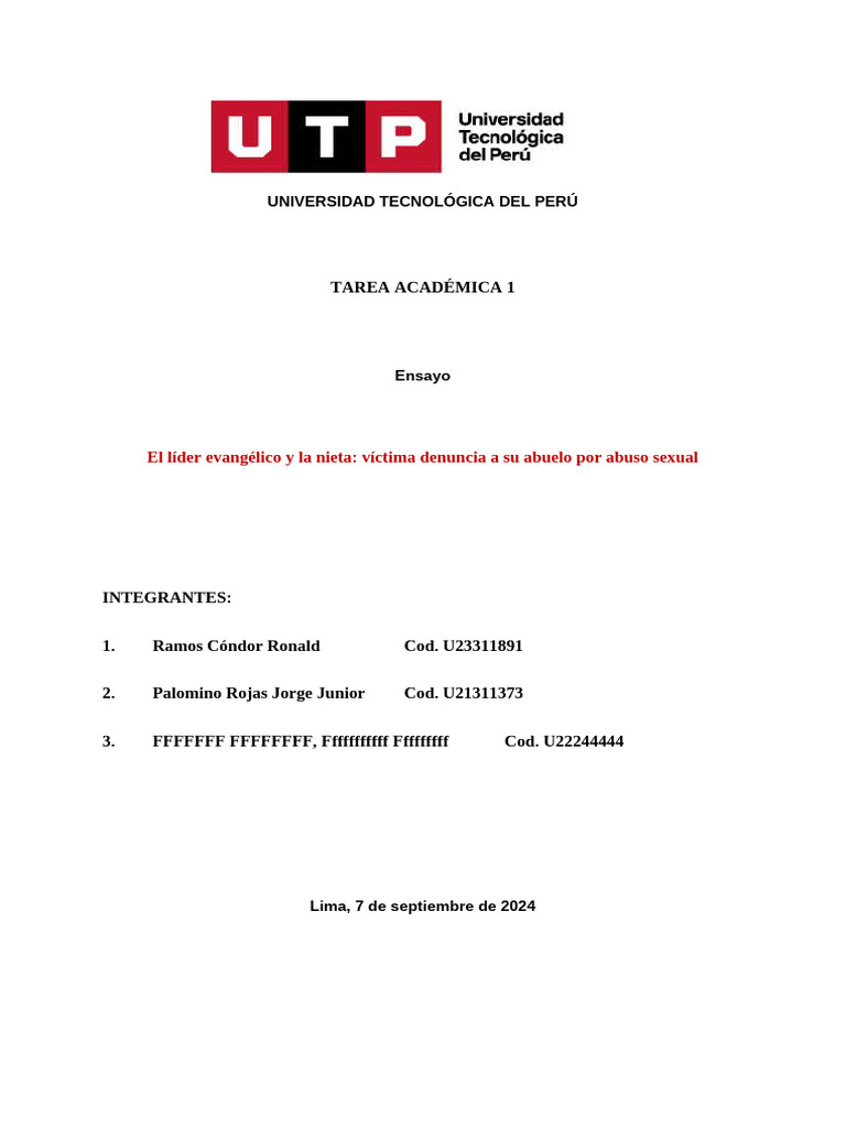 (AC-S04) Semana 04 - Tema 01 Tarea Académica 1 - Ensayo | PDF