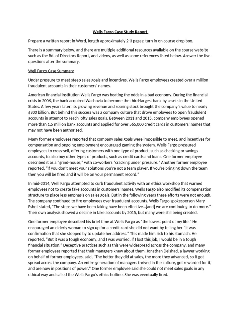 Case Study - Wells Fargo | PDF