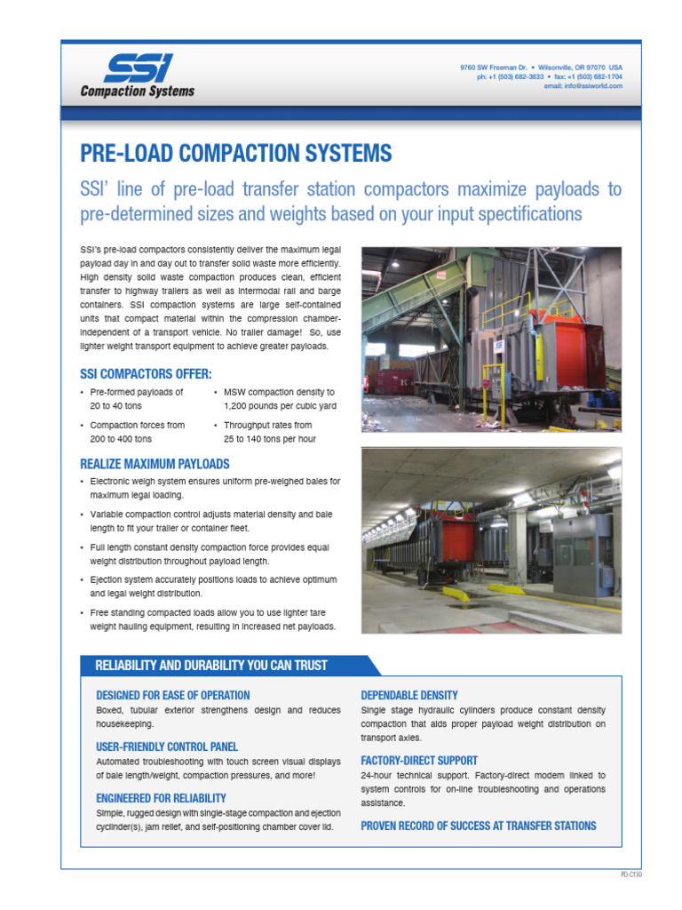 PD-C130 SSI Pre-Load Compactors | PDF