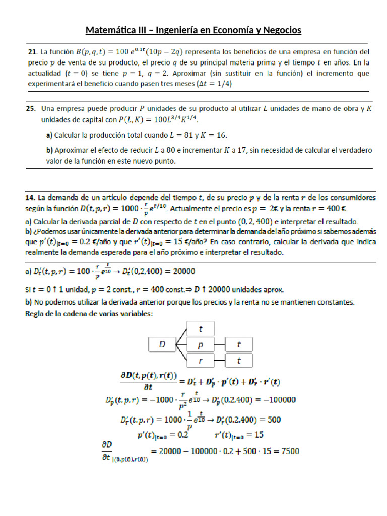 Ejercicios para Examen de Matemática III | PDF