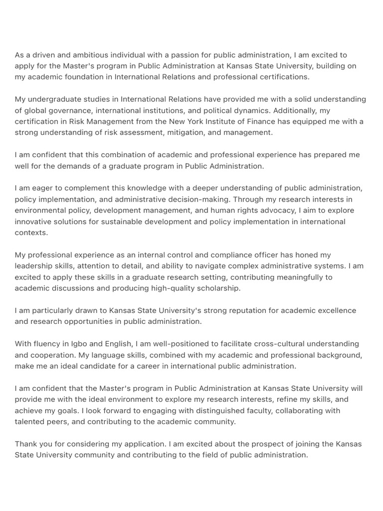 As A Driven and Ambitious Individual With A Passion For Public ...