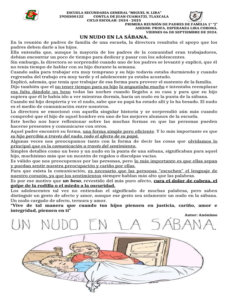 LECTURA DE REFLEXION PARA PADRES | PDF
