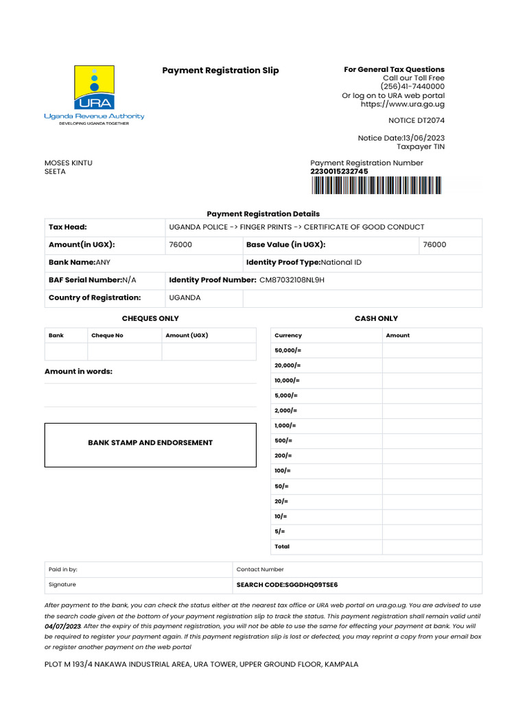 Bank Payment Slip | PDF | Payments | Cheque