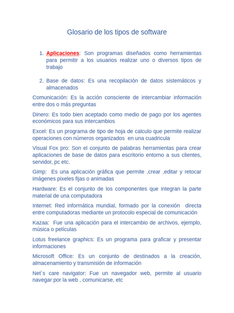 Glosario de Los Tipos de Software | PDF