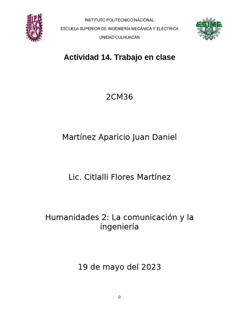 Martínez Aparicio Juan Daniel - Actividad 14 | PDF