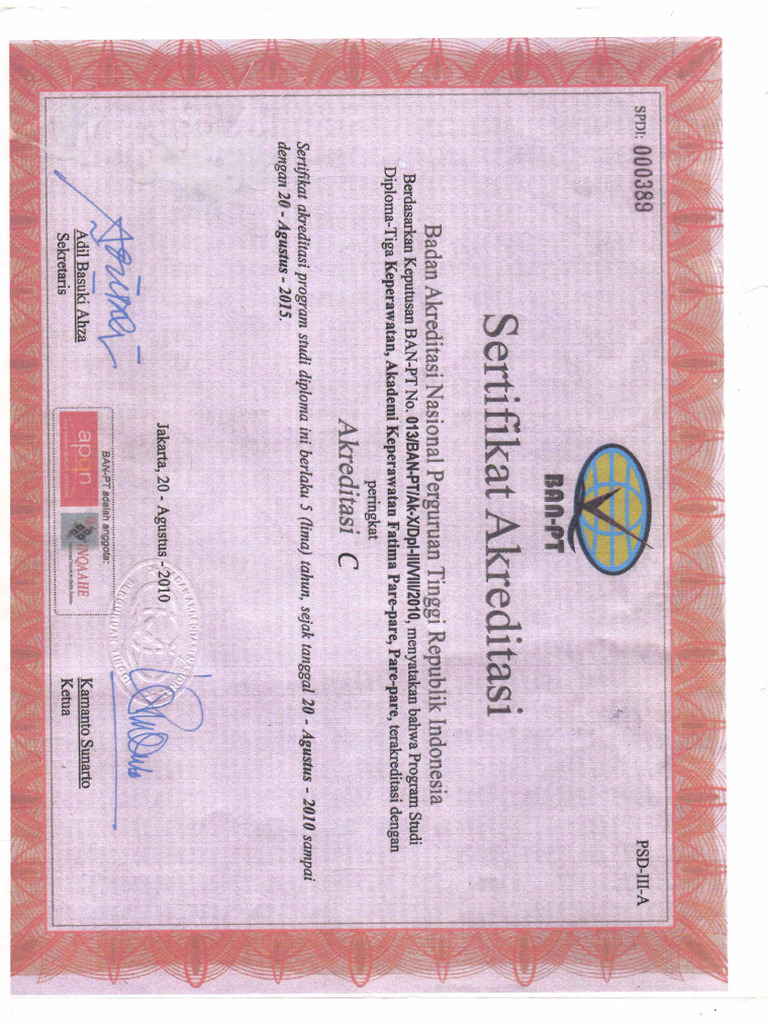 Akreditasi STIKES Fatima Parepare | PDF