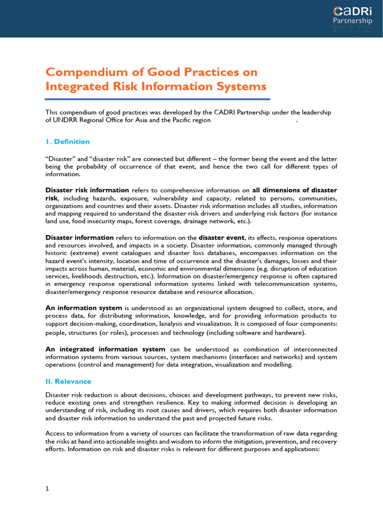 CADRI - Good Practices - Integrated Risk Information Systems_2020 | PDF