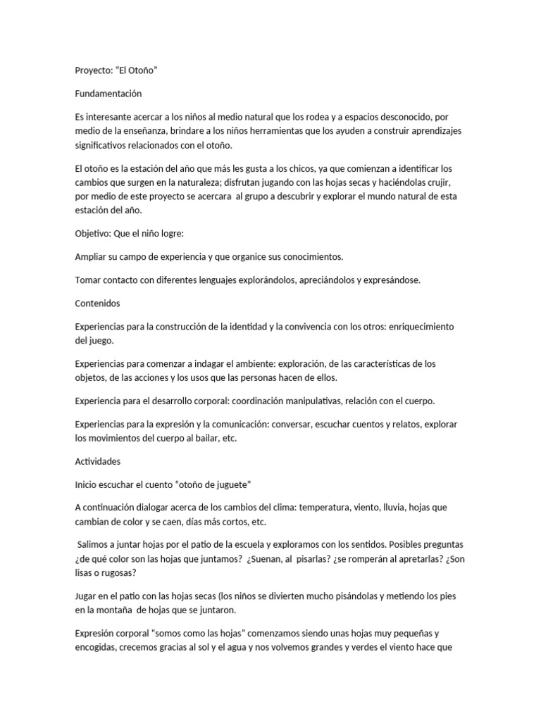 Proyecto El Otoño | PDF