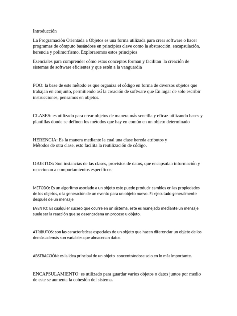 Taller De Conceptos Y Principios De Programación Orientada A Objetos Pdf