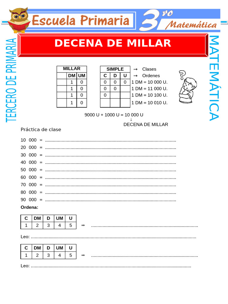 Decena de Millar para Tercero de Primaria | PDF