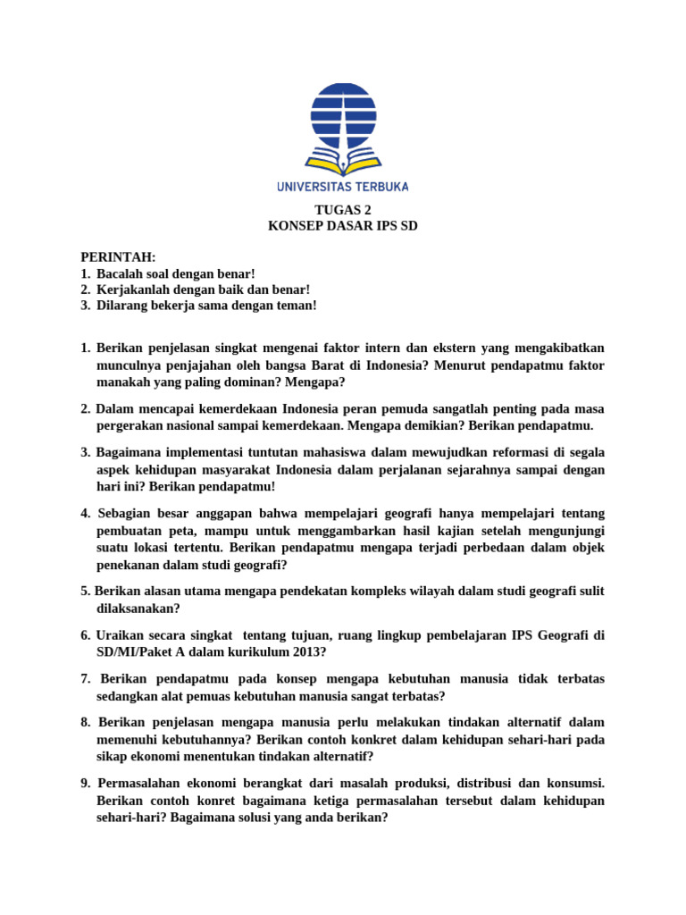 Tugas 2: Konsep Dasar IPS SD | PDF | Ilmu Sosial