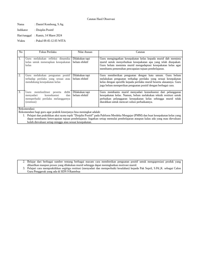 Format Observasi | PDF