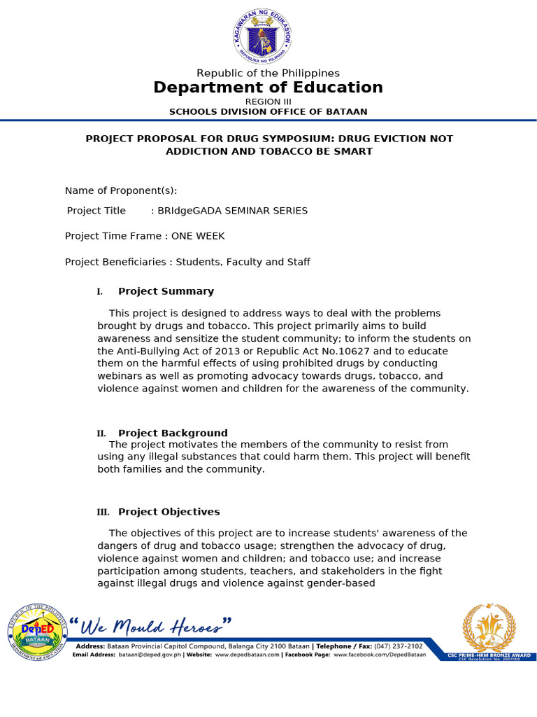 Be Drugs Project Proposal | PDF