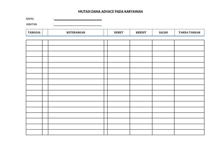 Form Mutasi Advance Karyawan | PDF