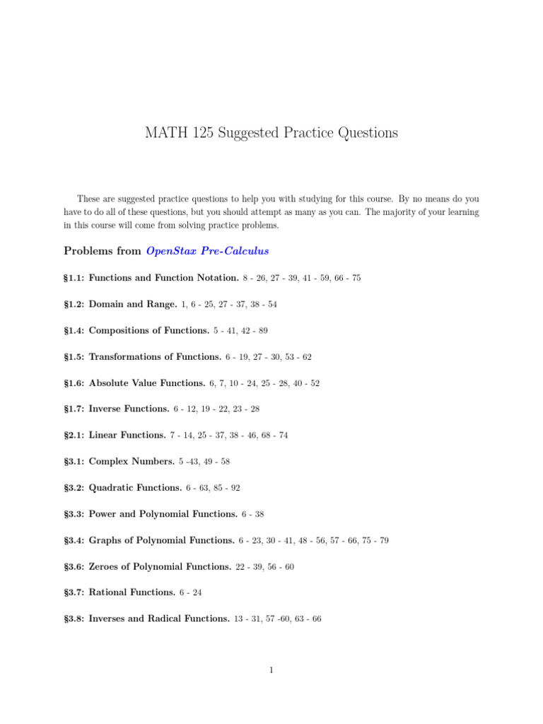 MATH 125 W21 T2 Suggested Problems | PDF MATH 125 W21 T2 Suggested Problems | PDF