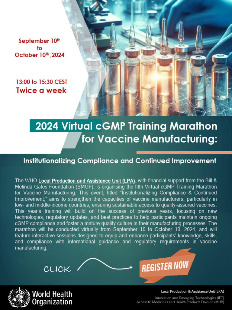 2024 Virtual CGMP Training Marathon For Vaccine Manufacturing - FLYER ...