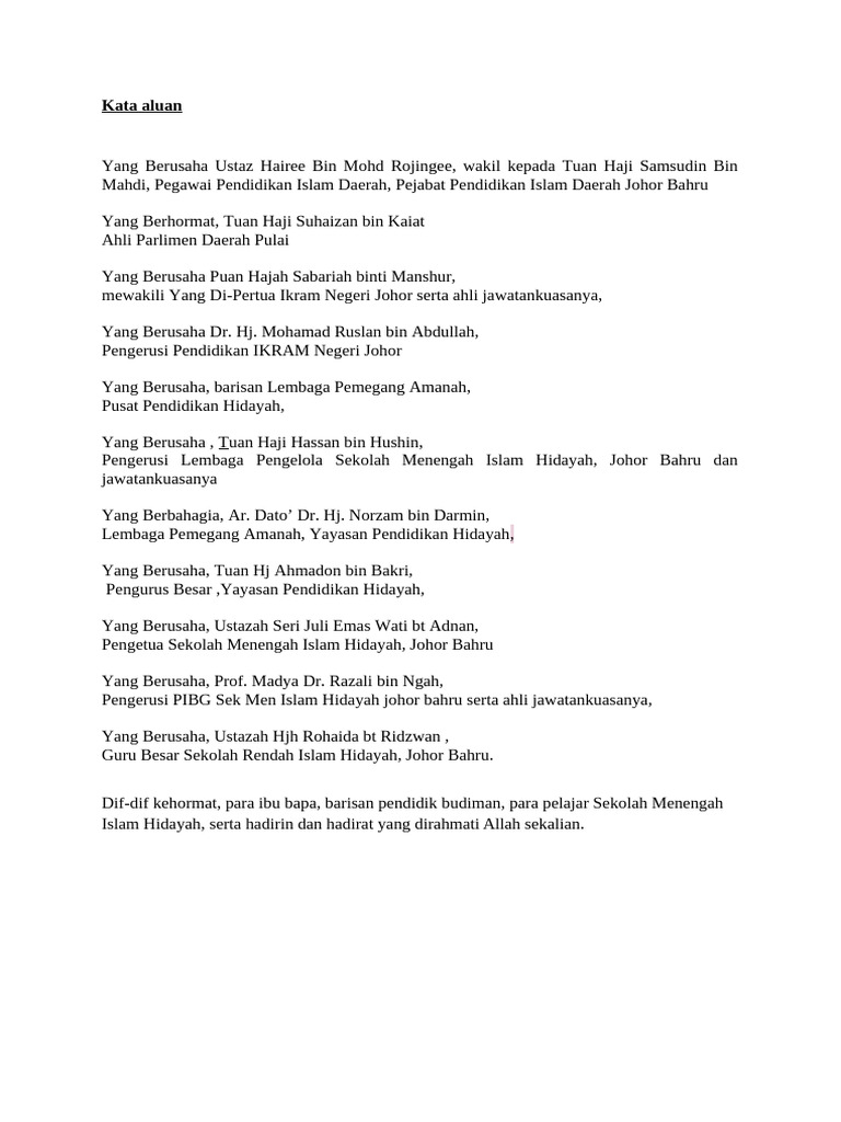 Kata Aluan Teks Pengacara Majlis | PDF