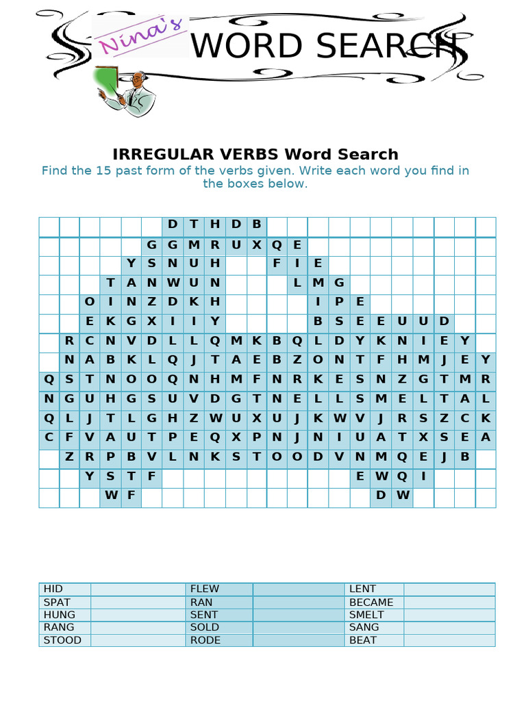 Irregular Verbs 8 Word Search Wordsearches - 56444 | PDF