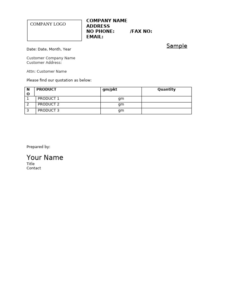 Formalsample for Sample Form | PDF